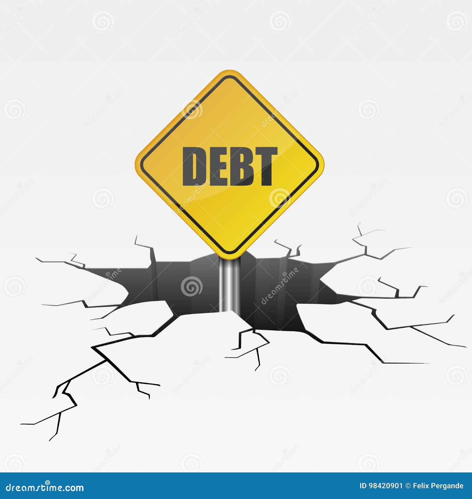 Sprungs-Zeichen-Schuld stock abbildung. Illustration von tief - 98420901