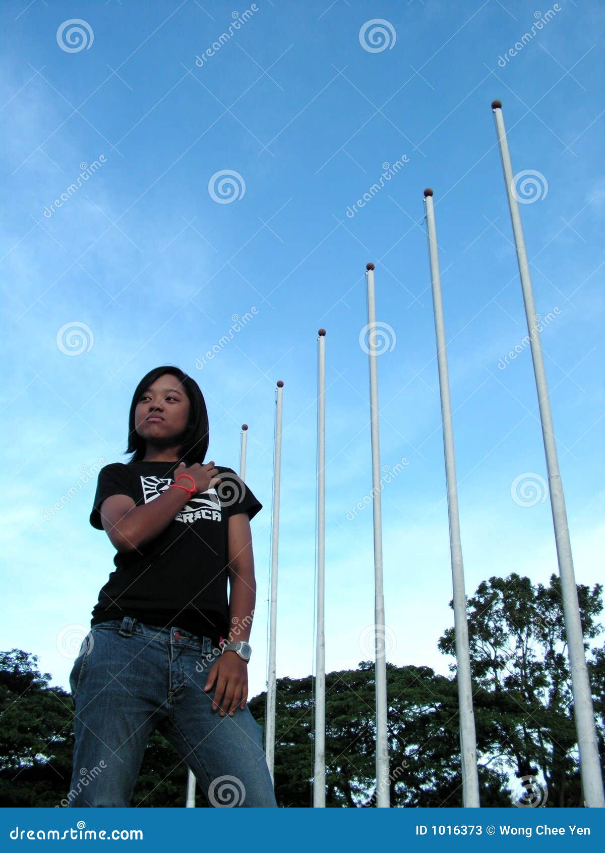 Spunky asian lady outdoors stock image. Image of pout - 1016373