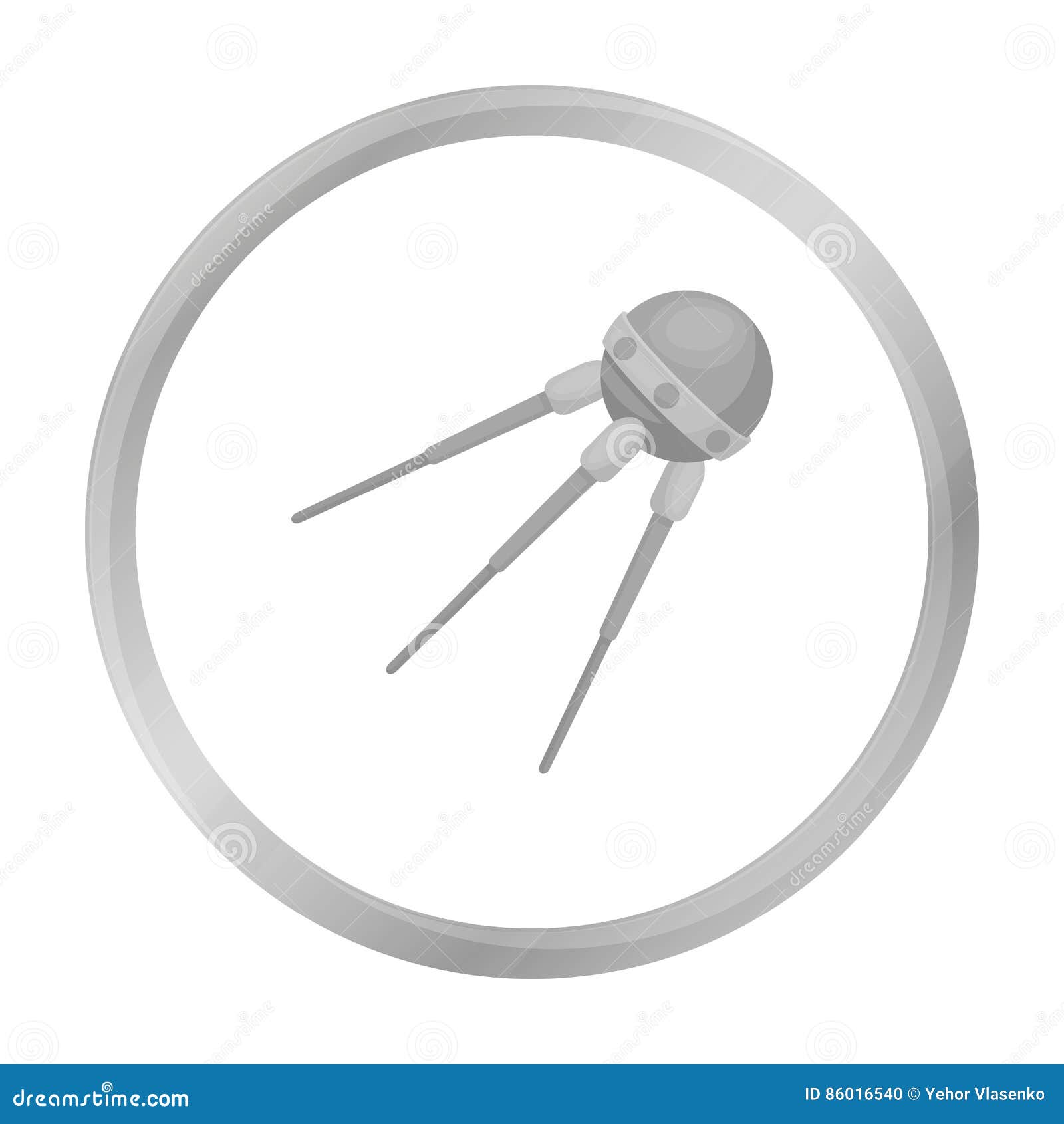 Sputnik One Icon in Monochrome Style Isolated on White. Space Symbol ...