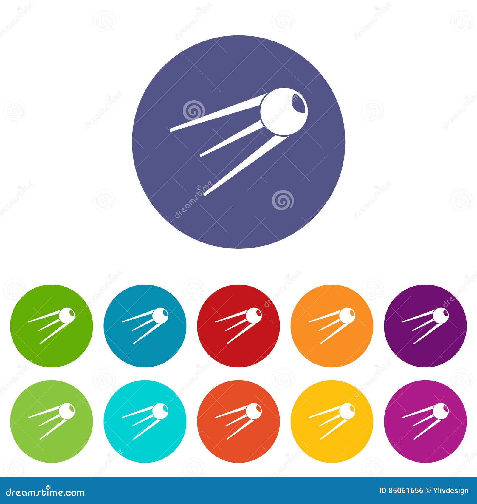 Sputnik set icons stock vector. Illustration of spacecraft - 85061656
