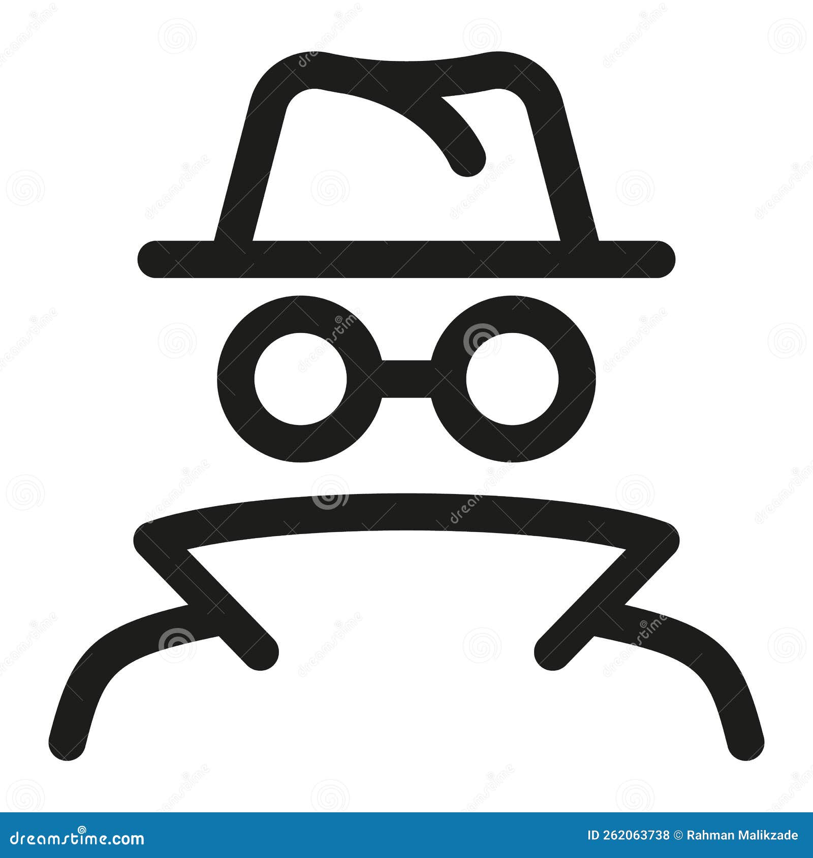 Spy Agent Searching Outline Icon. Anonymous or Incognito Vector ...