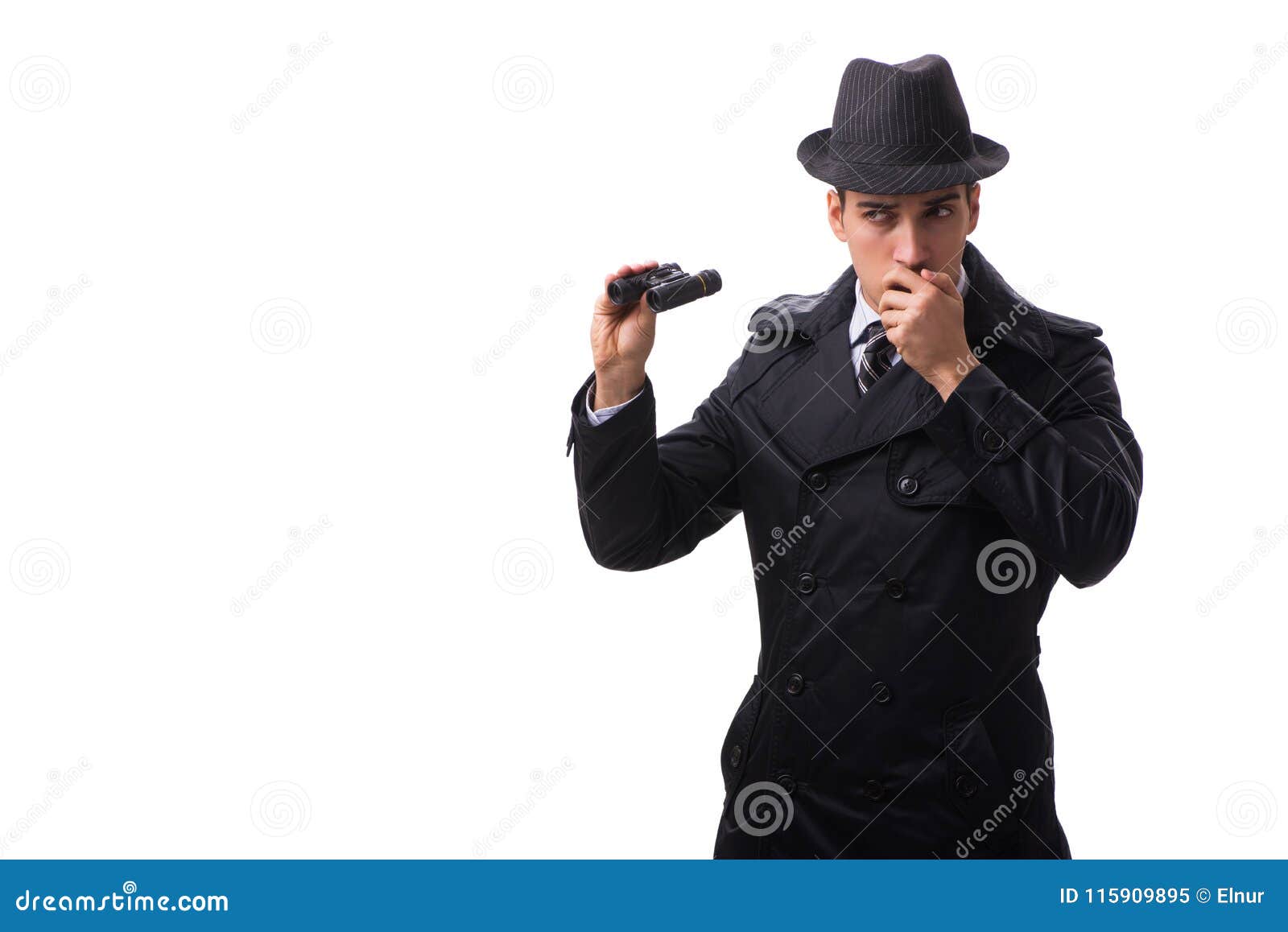 The Spy With Binoculars Isolated On White Background Stock Image ...