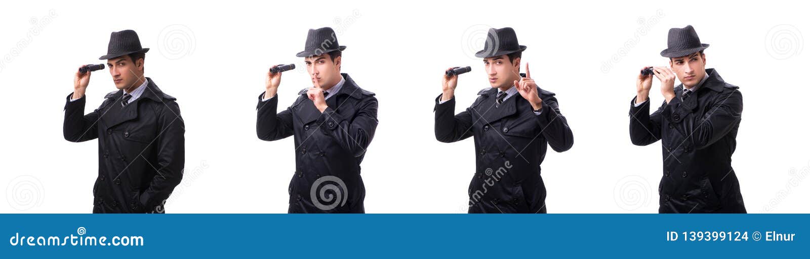 The Spy with Binoculars Isolated on White Background Stock Photo ...