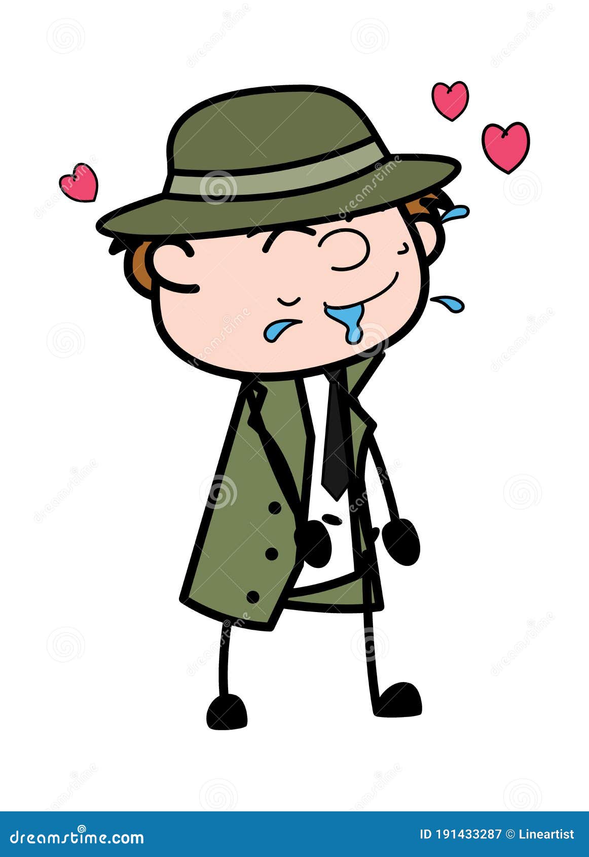 Spy Cartoon Drooling in Love Stock Illustration - Illustration of ...