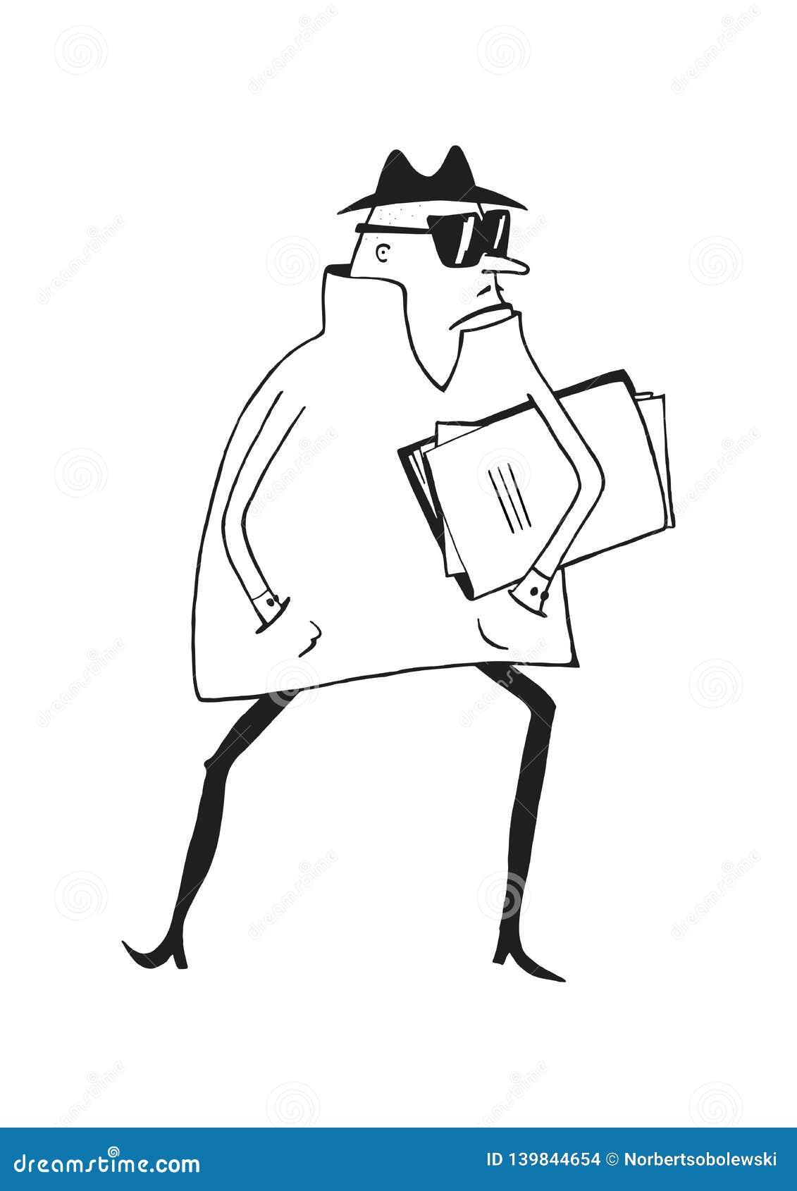 Cartoon spy. stock vector. Illustration of glasses, mysterious - 139844654