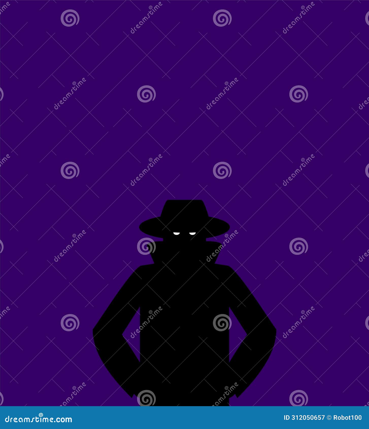 Spy in Dark. Secret Agent in Hat at Dusk Stock Vector - Illustration of ...