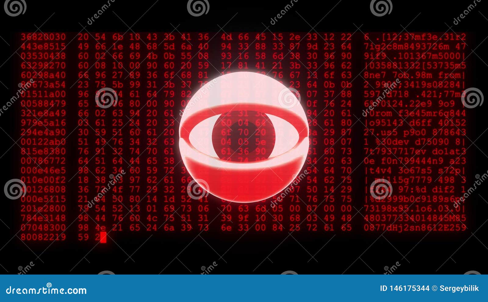 Spy Hacker Wathing Eye With Encrypted Programming Security Hacking Code Data Flow Stream On