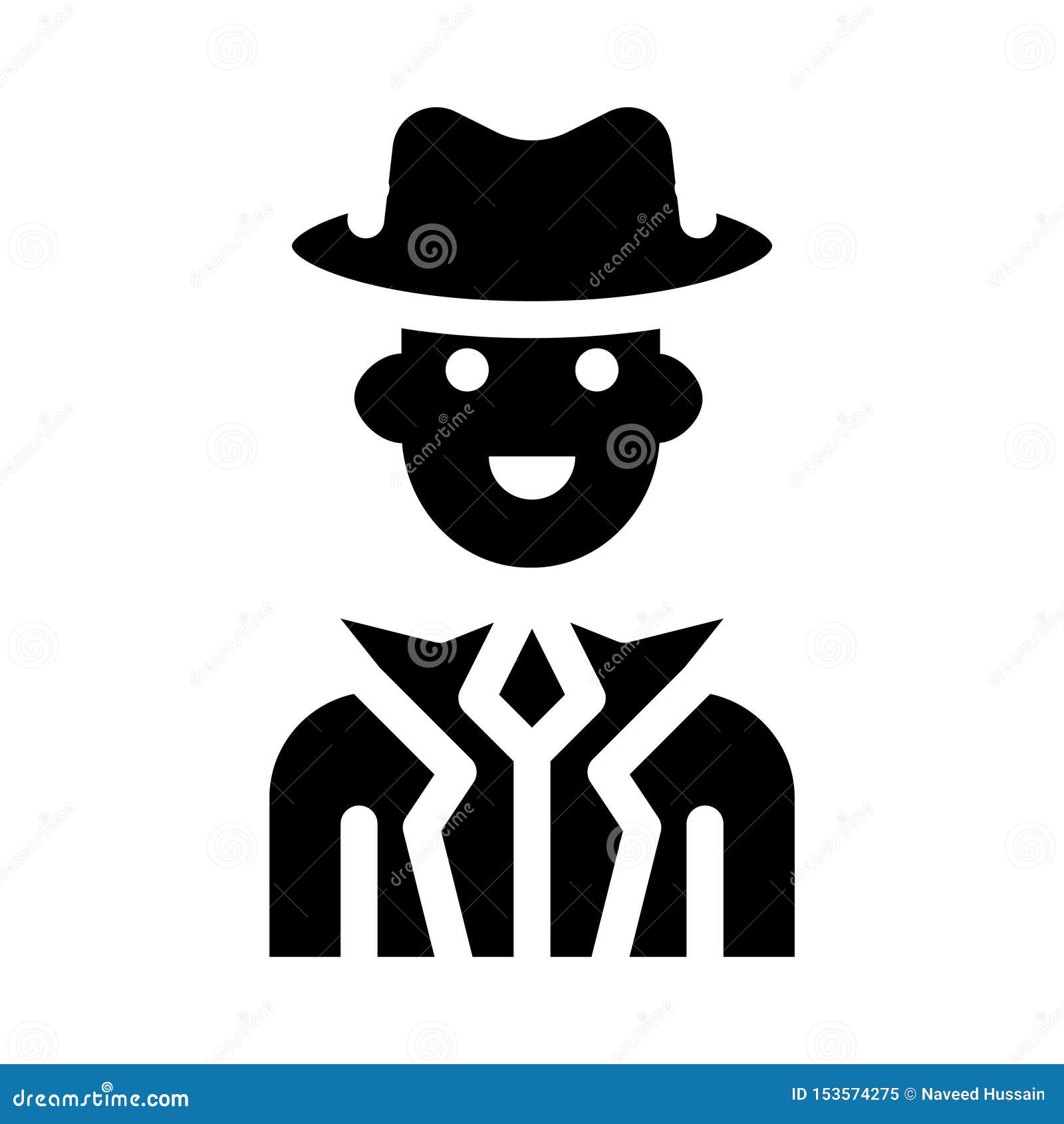 Spy glyph flat vector icon stock vector. Illustration of face - 153574275