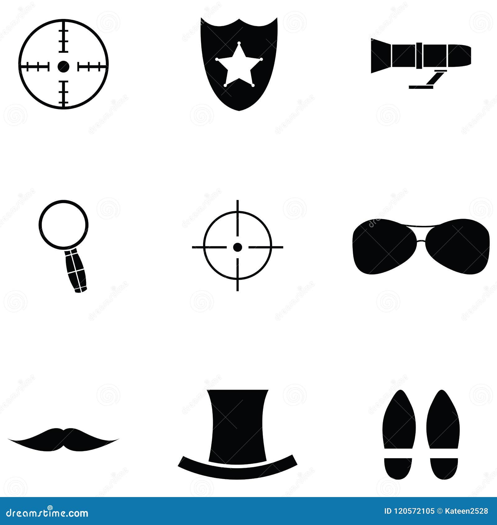 Spy icon set stock vector. Illustration of magnifier - 120572105