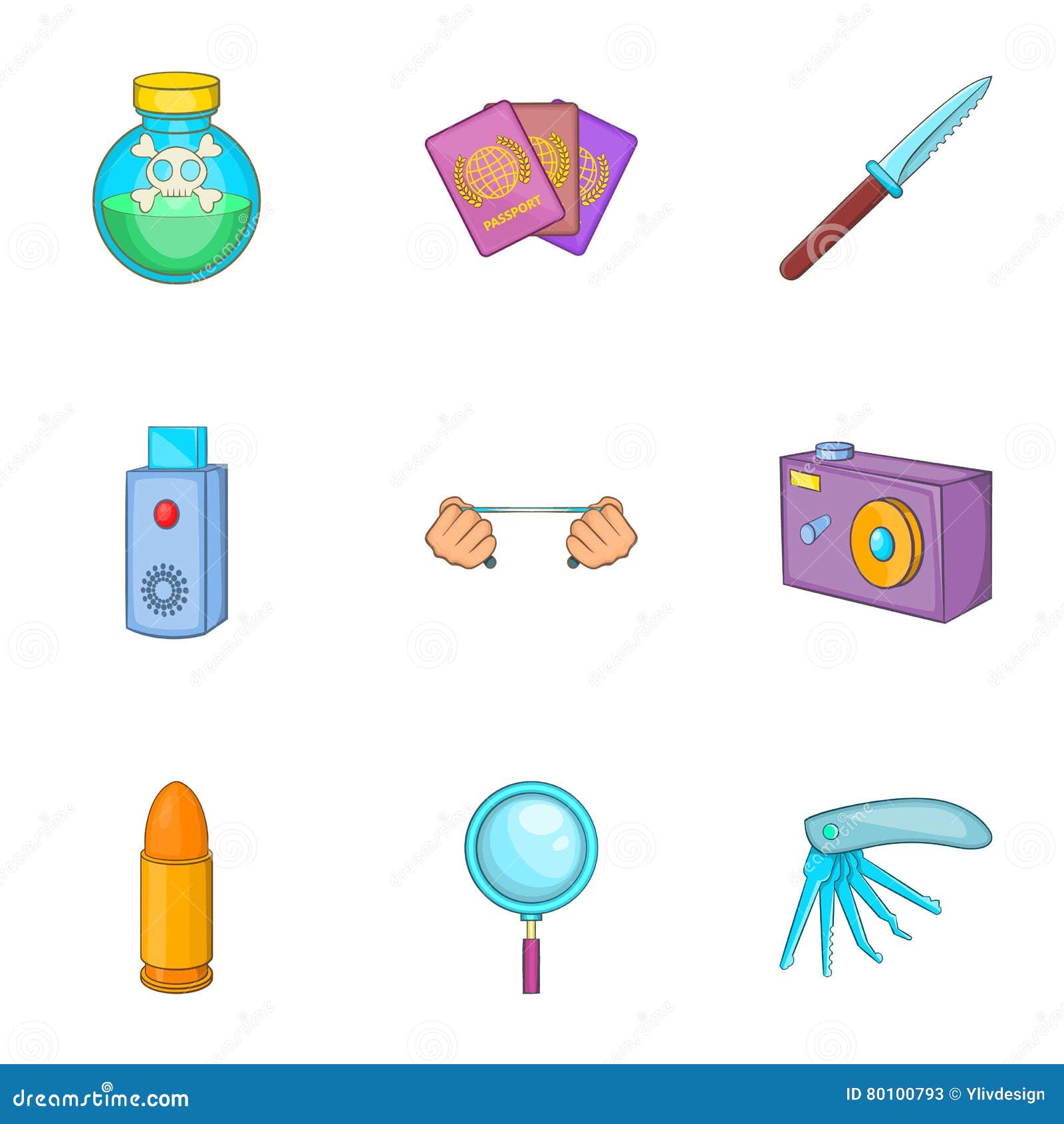 Spy Icons Set, Cartoon Style Stock Vector - Illustration of examination ...