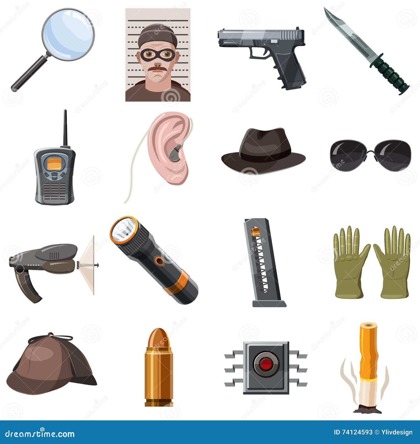 Spy Icons Set, Cartoon Style Stock Vector - Illustration of cartoon ...