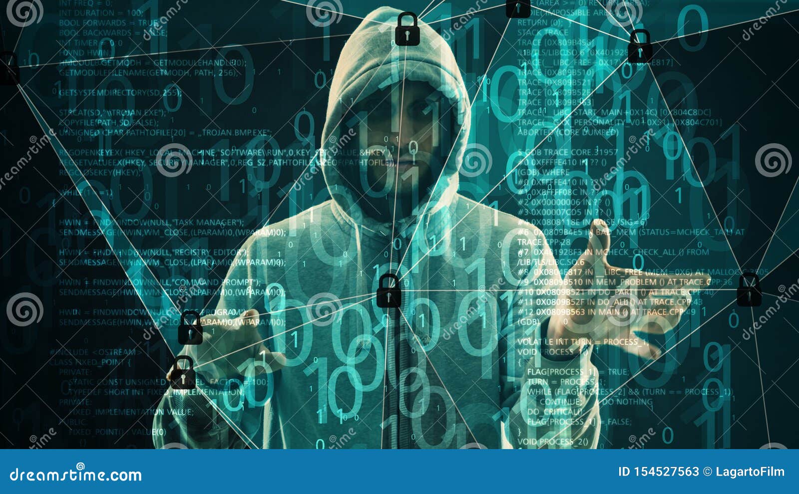 Spy Man Using Holographic Technology, Cyber Threat Stock Image - Image ...