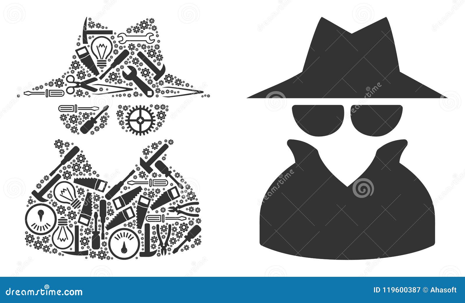 Spy Composition of Service Tools Stock Vector - Illustration of ...