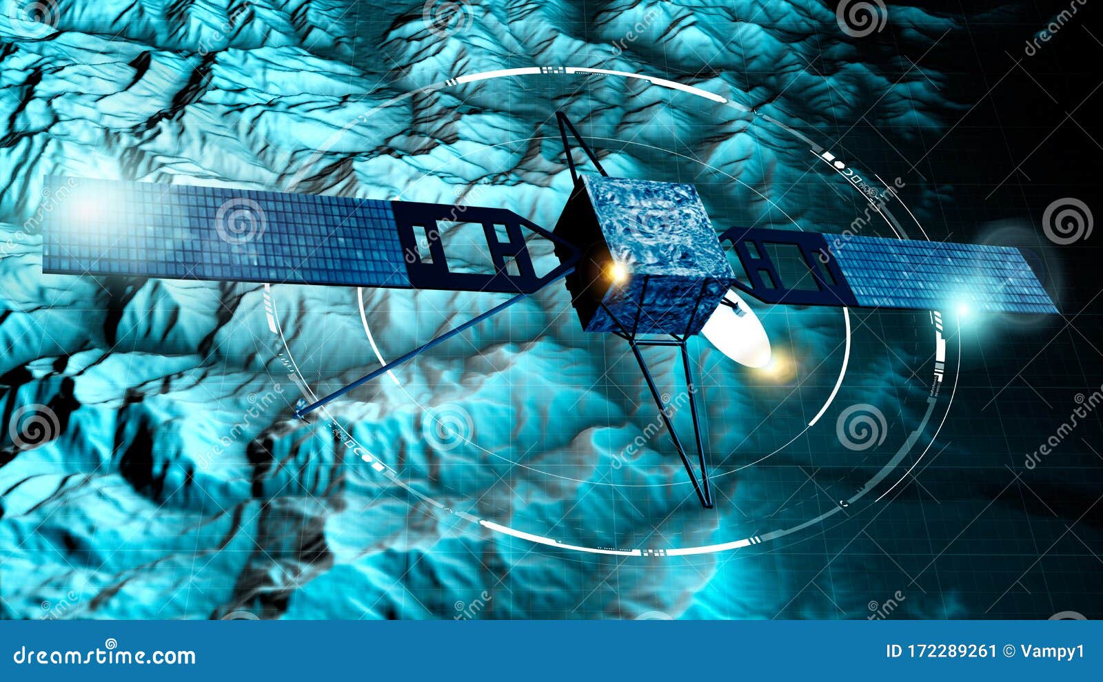 Spy Satellite, Satellite View of a Terrain, Military Target. Hud Stock ...