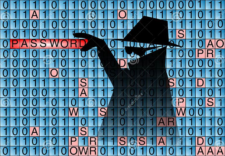 Spy steals password stock vector. Illustration of hacker - 32618415