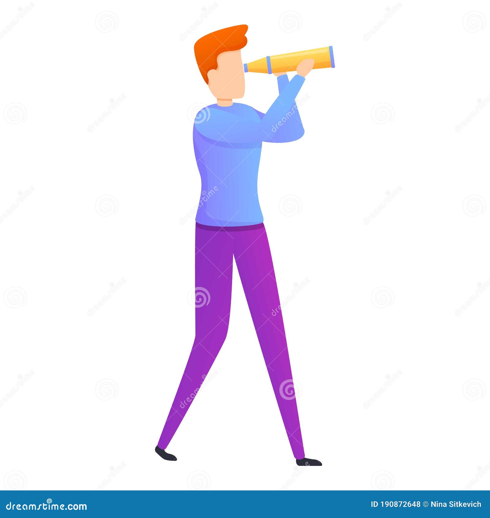 Spyglass Headhunter Icon, Cartoon Style Stock Vector - Illustration of ...