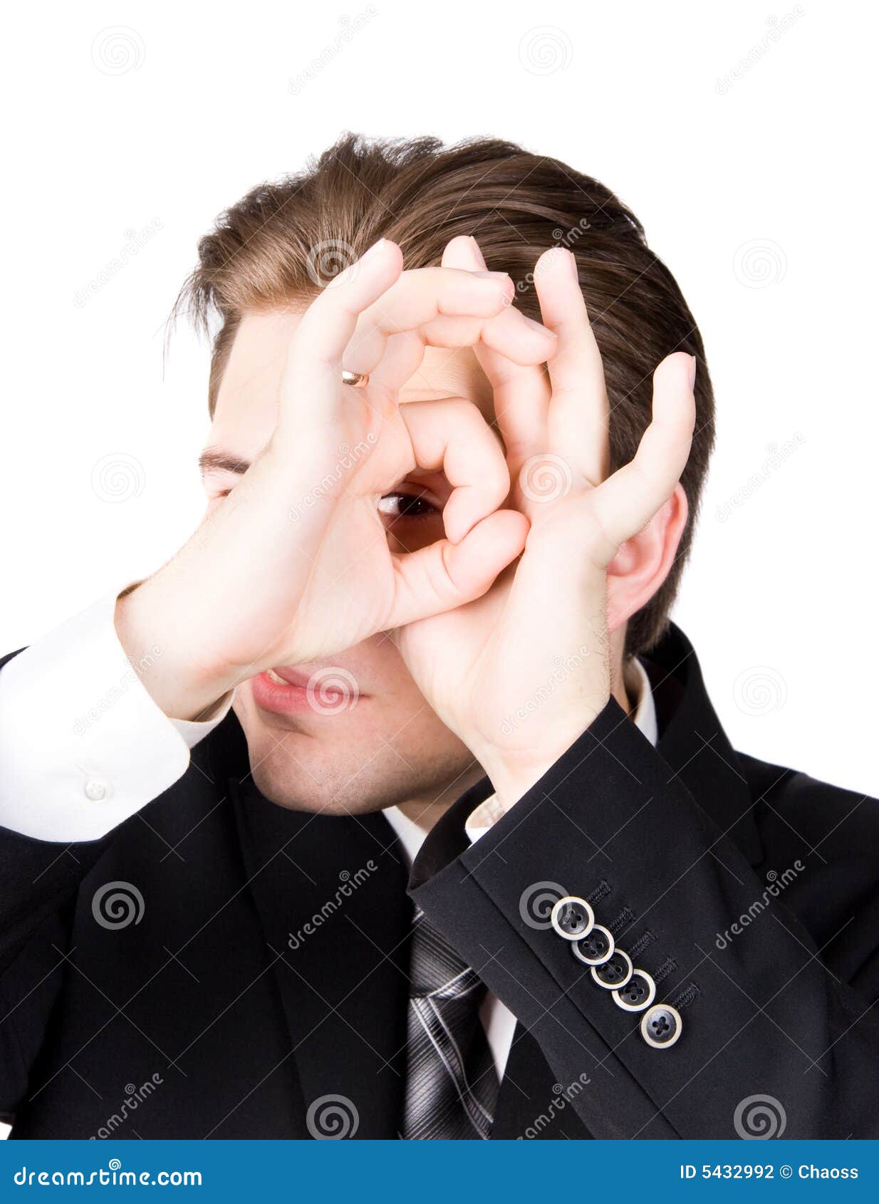 Spying businessman stock photo. Image of guesture, business - 5432992