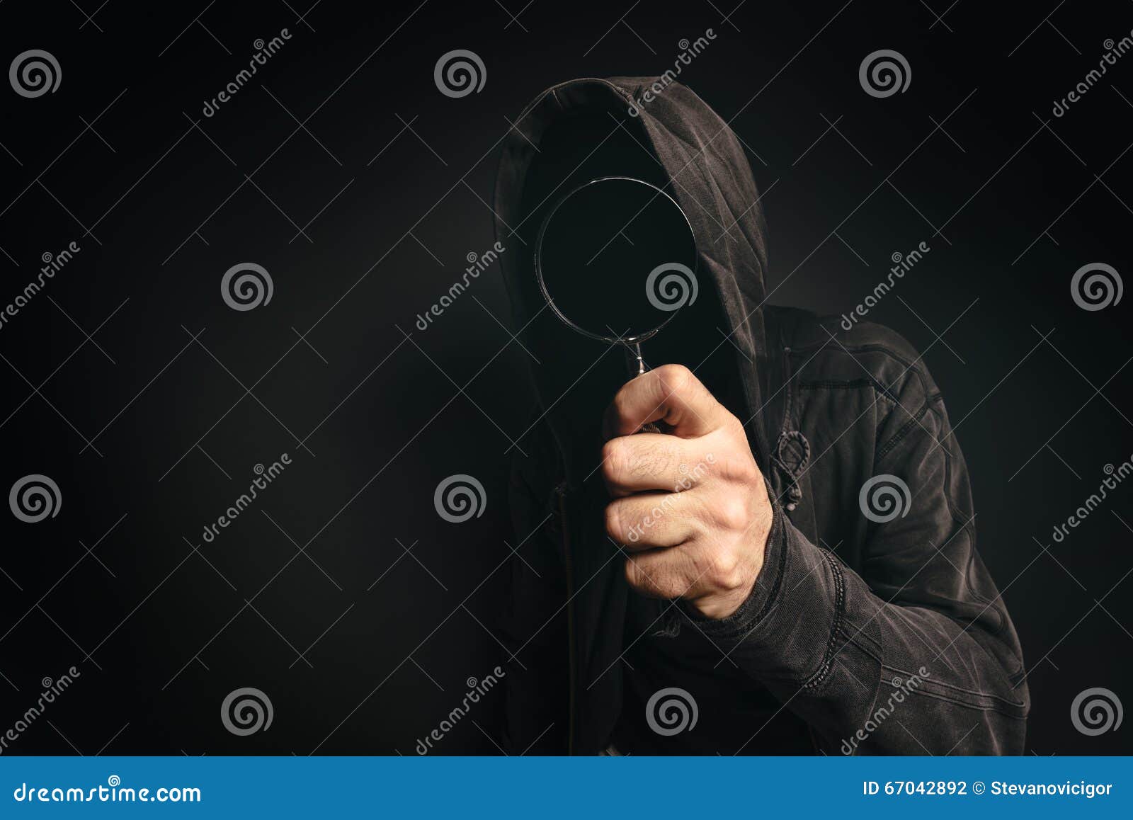 Spyware Computer Software, Hooded Spooky Person with Magnifying Stock ...