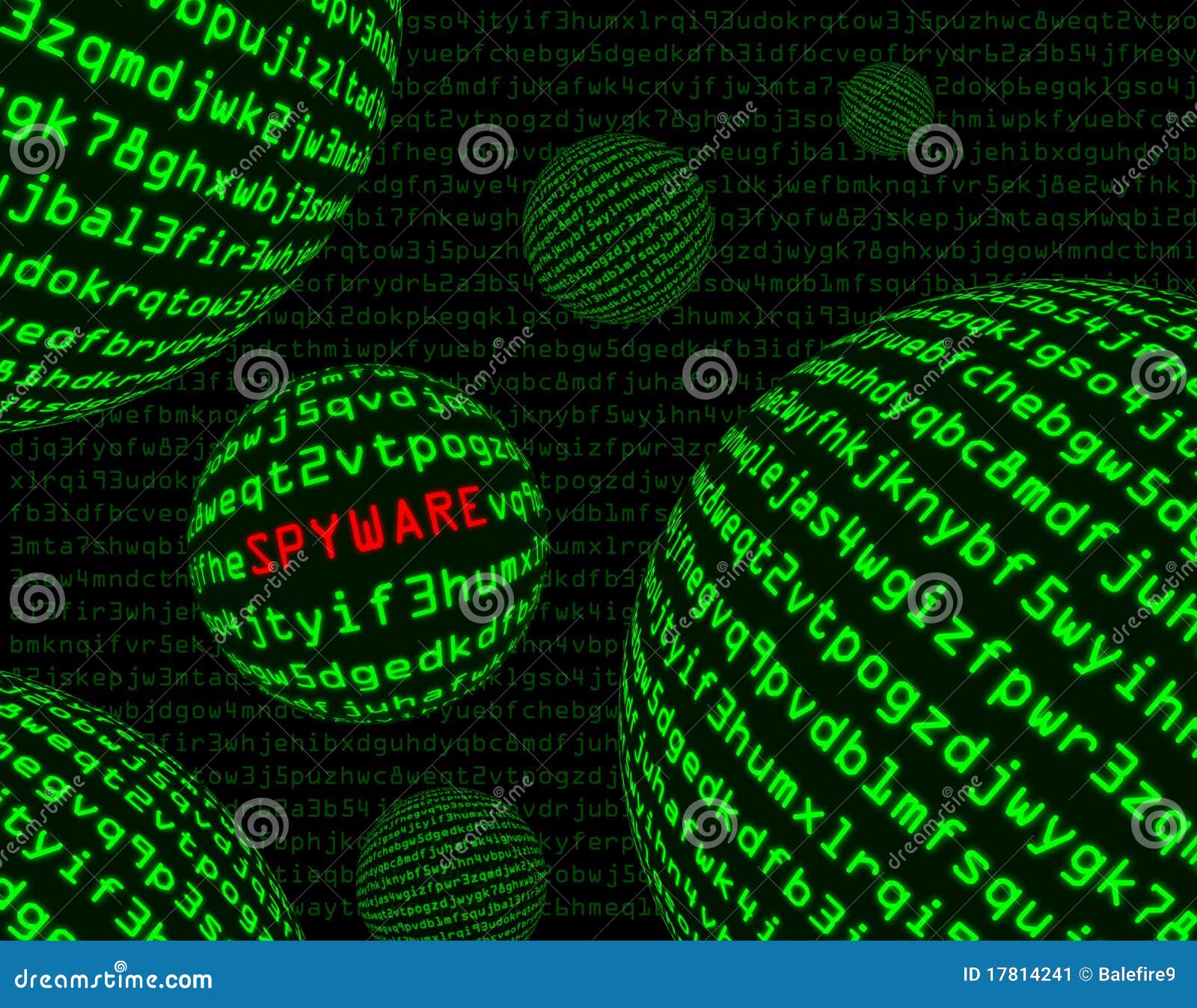 Spyware among Spheres of Machine Code Stock Illustration - Illustration ...