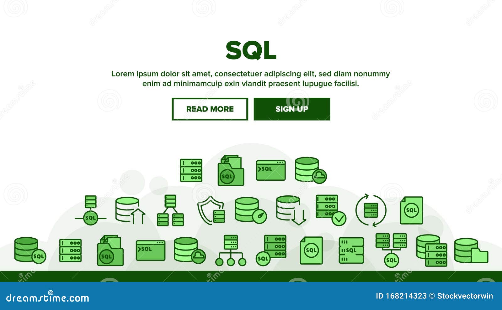 Sql Database Landing Header Vector Stock Vector - Illustration of ...