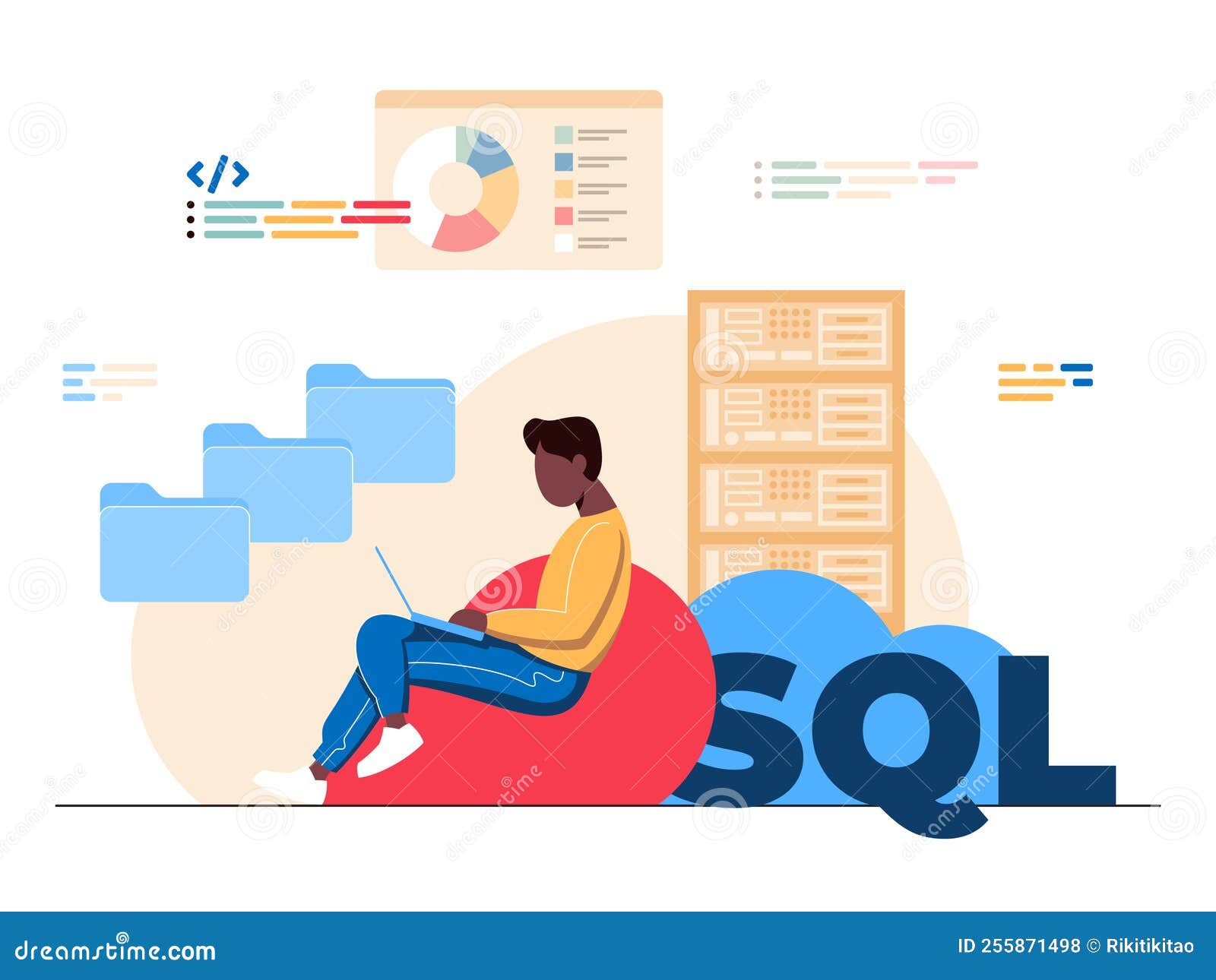 SQL Developer, Flat Vector Illustration Programming Language Stock Vector - Illustration of ...