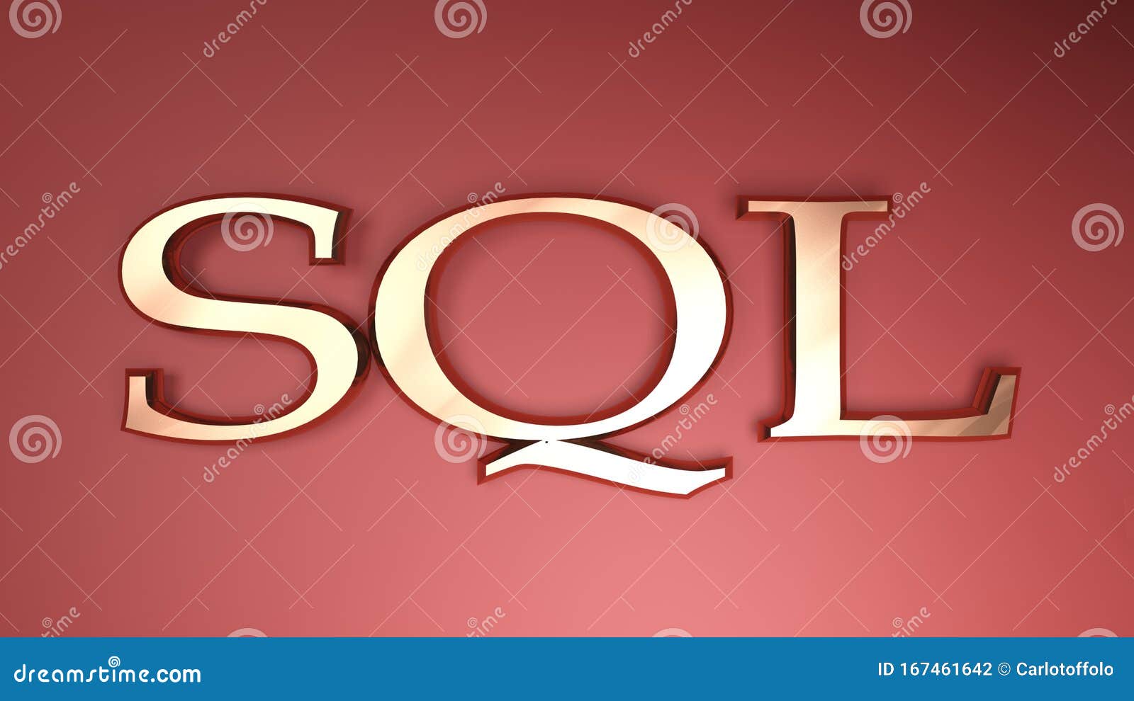 SQL Satin Copper Write at Red Satin Background - 3D Rendering ...