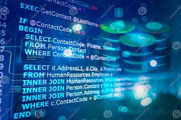 SQL (Structured Query Language) Code on Computer Monitor Stock Illustration - Illustration of ...