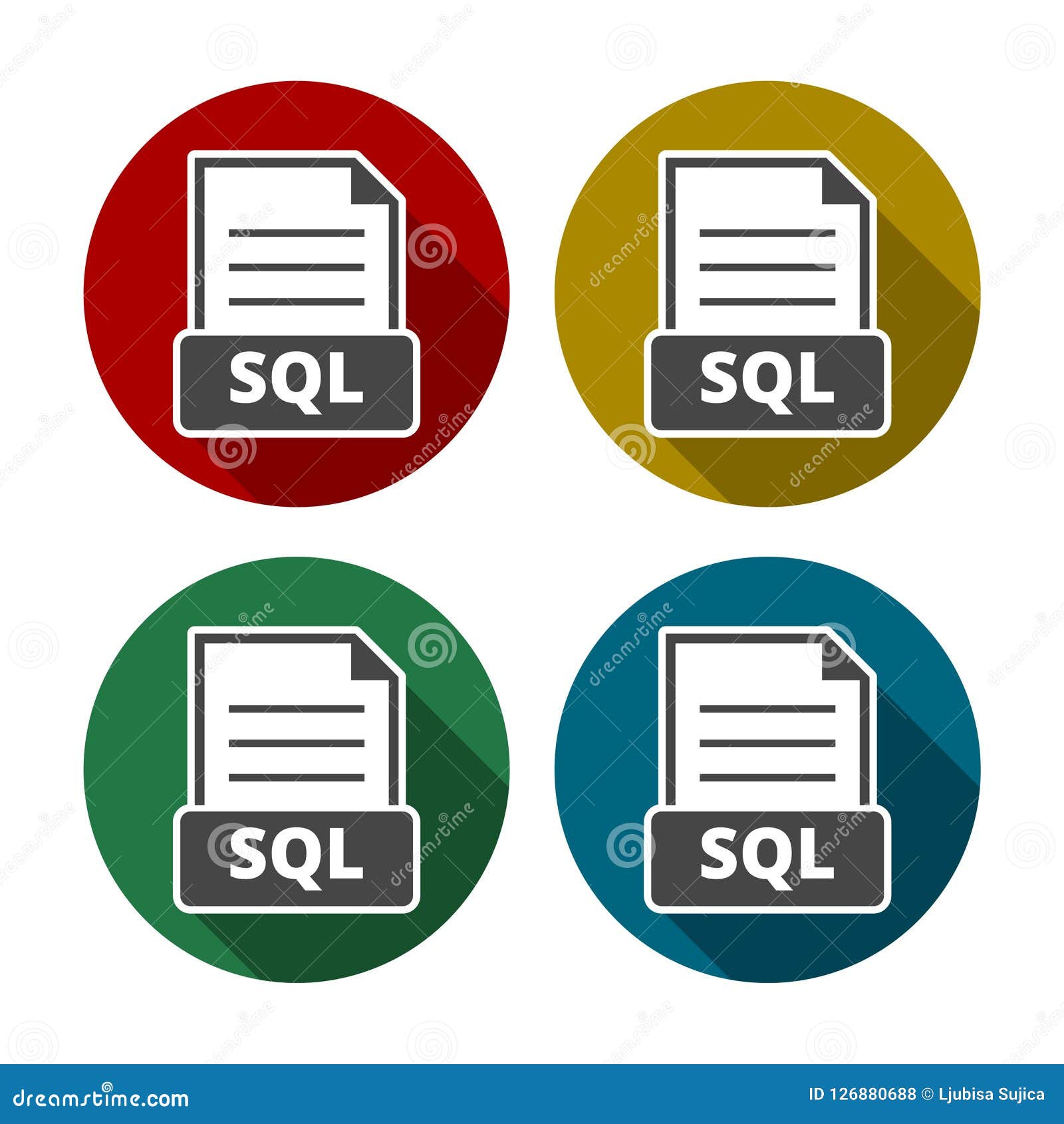 Sql Web Flat Icon In Different Colors Vector Illustration Stock Vector