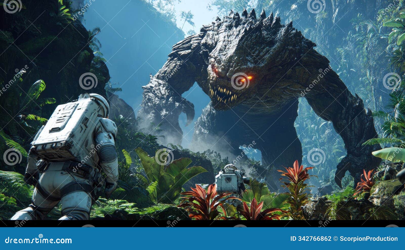 Astronaut Squad in a Tense Standoff with a Giant Rock Creature in the ...