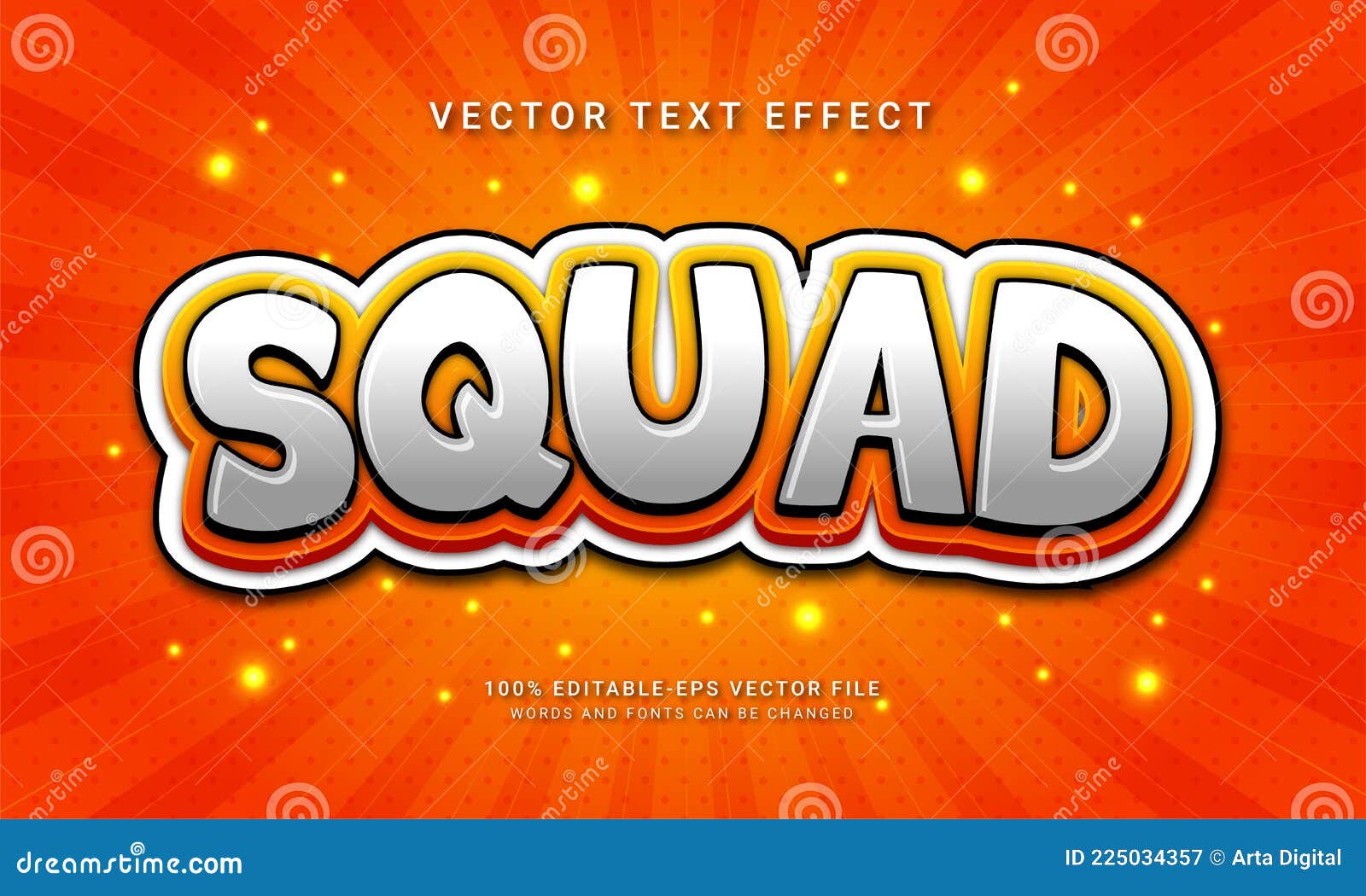 Squad Editable Text Effect with Orange Color Theme Stock Vector ...