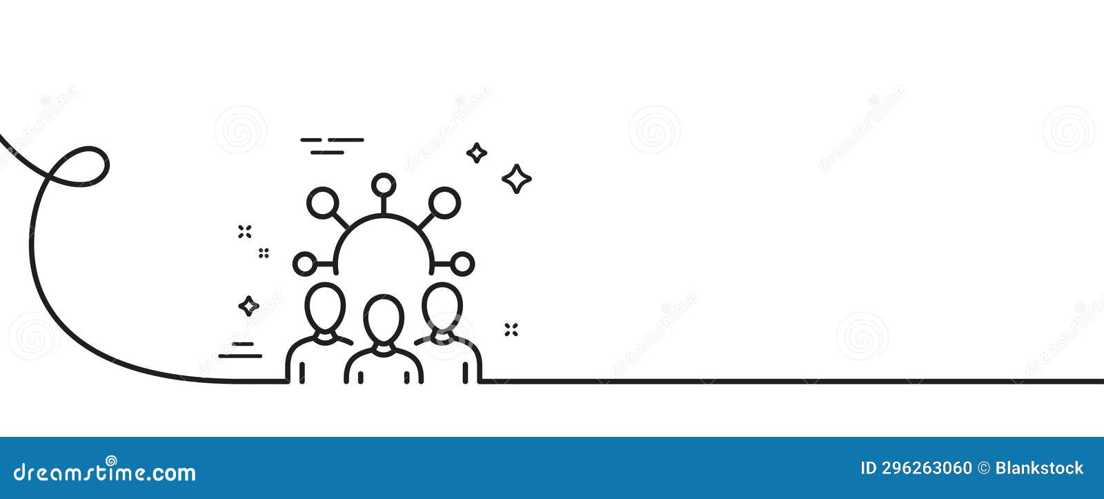 Squad Line Icon. Team Work Sign. Continuous Line with Curl. Vector ...