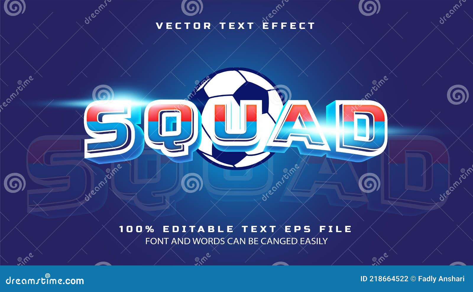 Squad Sports Team in 3D Style Text Effect Template Stock Vector ...