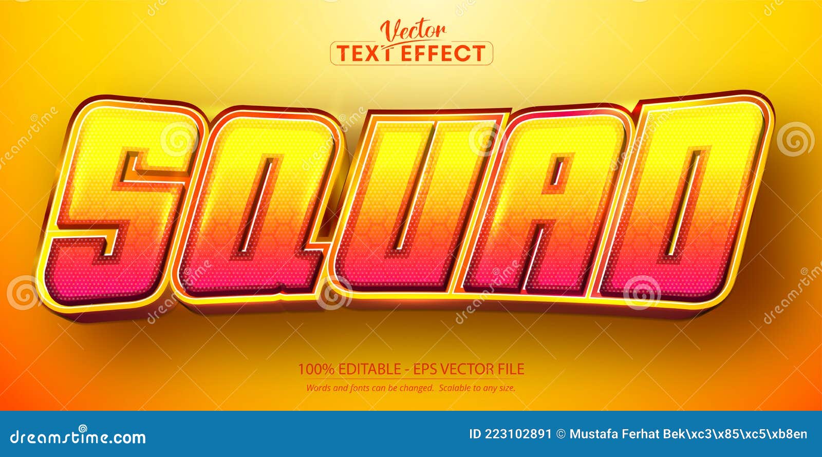Squad Text, Sport Style Editable Text Effect Stock Vector ...