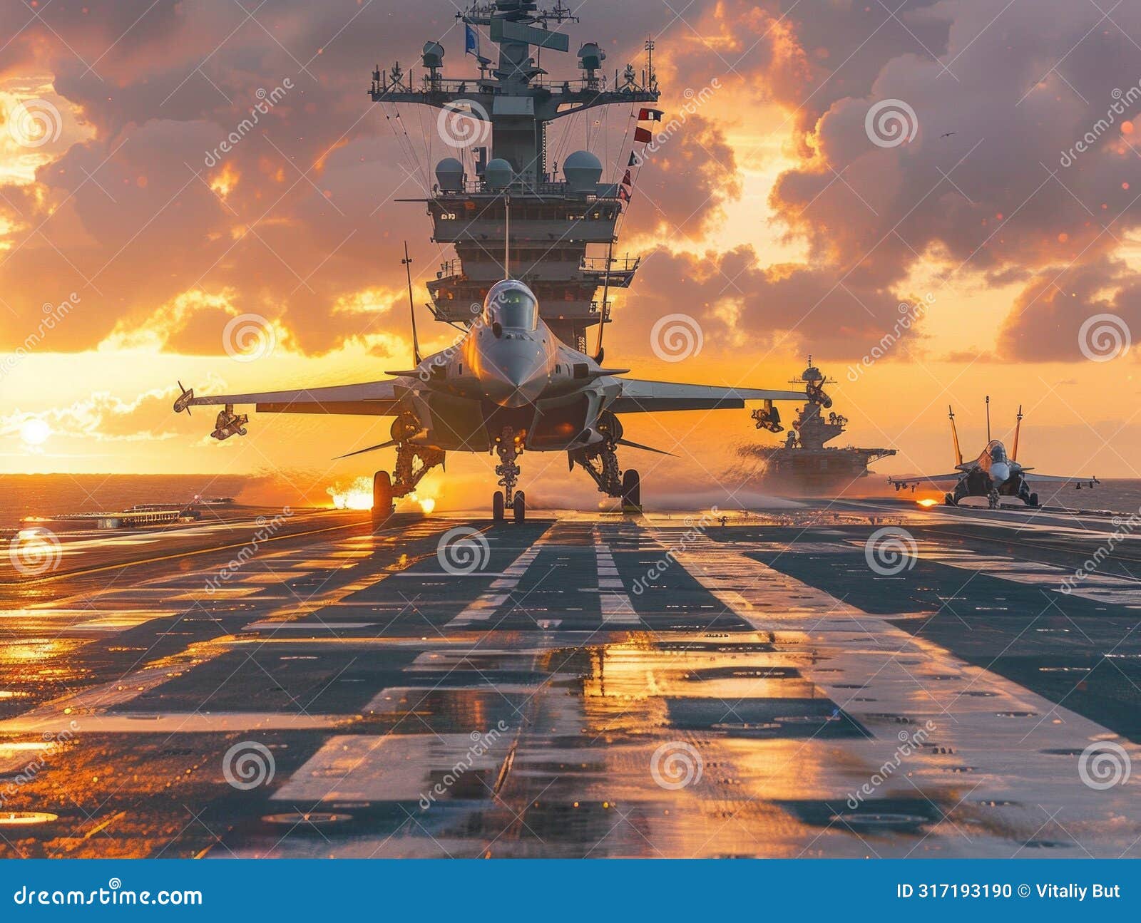 A Powerful Fighter Jet Is Positioned On The Runway Of An Aircraft ...