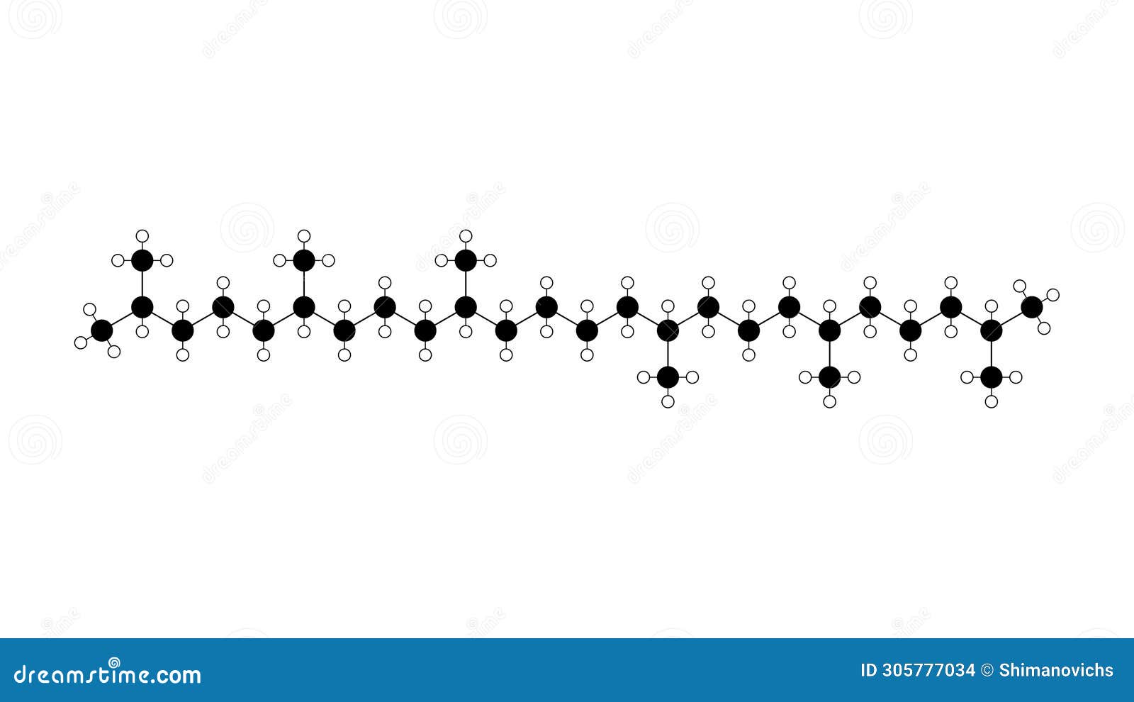 Squalane Molecule, Structural Chemical Formula, Ball-and-stick Model ...