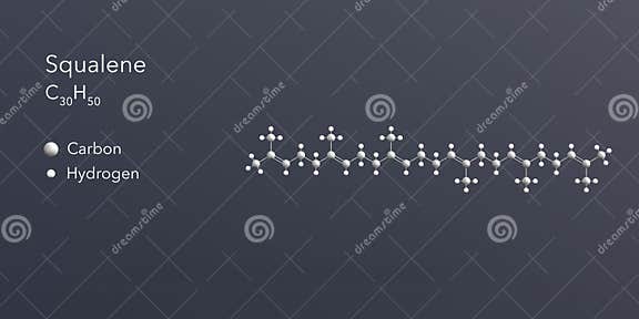 Squalene Molecule 3d Rendering, Flat Molecular Structure with Chemical ...