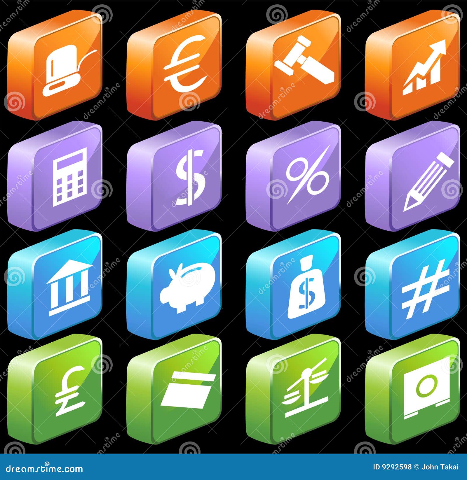 Square 3D Banking Buttons stock vector. Illustration of decoration ...