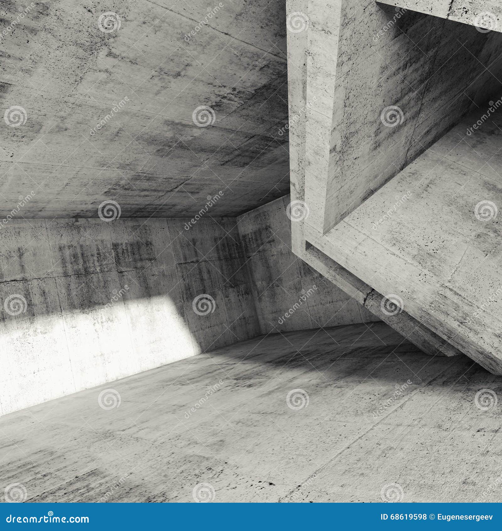 Square Abstract Architecture Background, 3d Stock Illustration ...