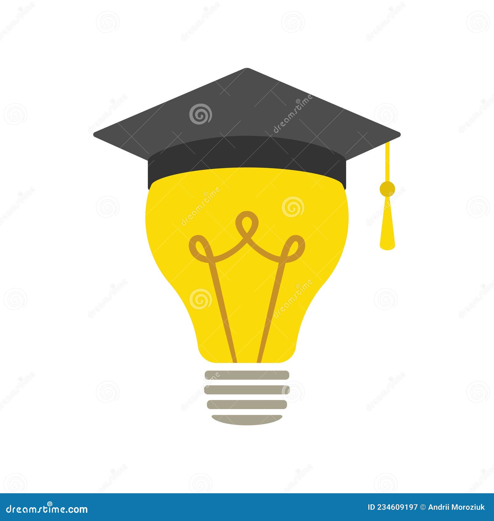 Square Academic Cap and Light Bulb. Idea Stock Illustration ...