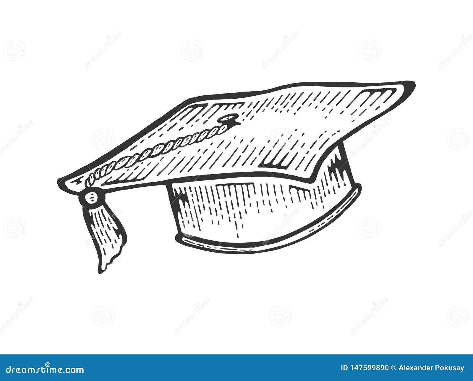 Square Academic Cap Sketch Engraving Vector Stock Vector - Illustration ...