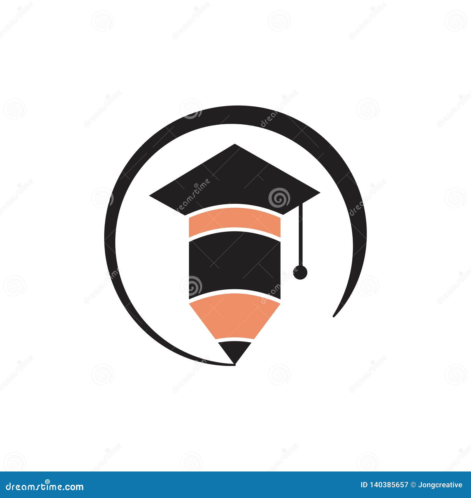 Square Academic Graduation Cap with Pencil Education Logo Stock Vector ...