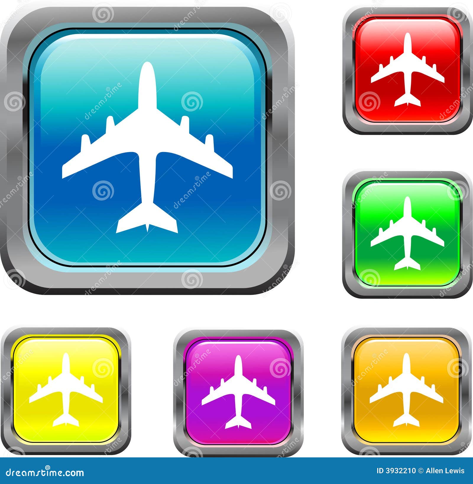 Square Air Plane Buttons stock vector. Illustration of orange - 3932210