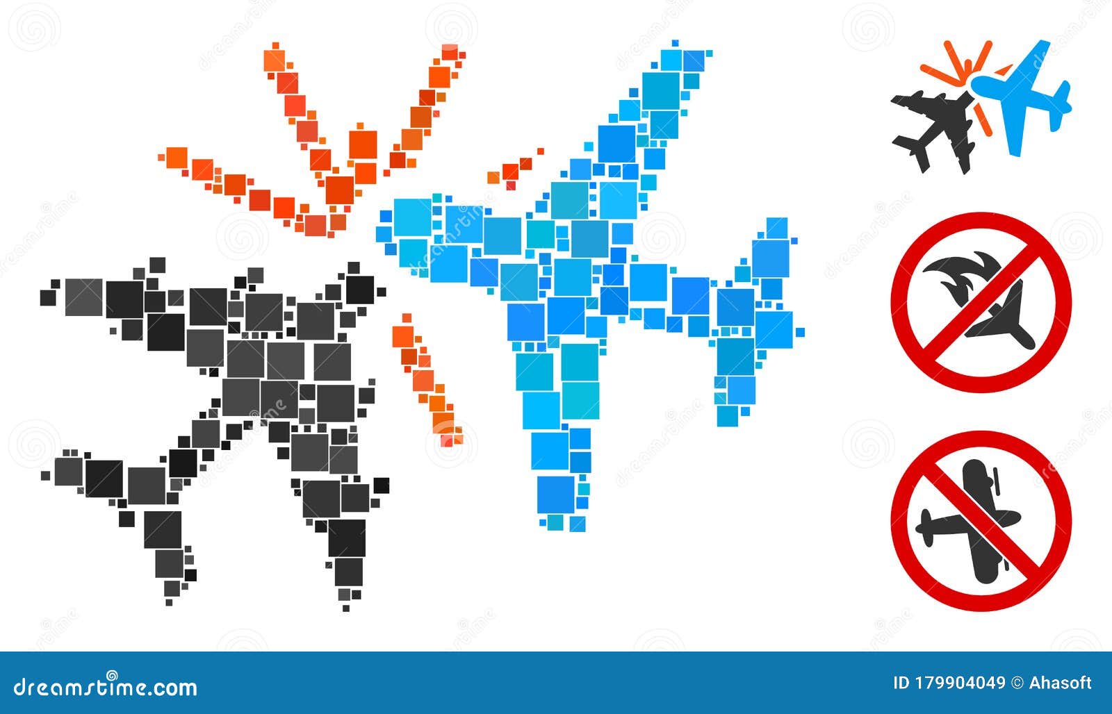 Square Airplane Collision Icon Vector Collage Stock Illustration ...