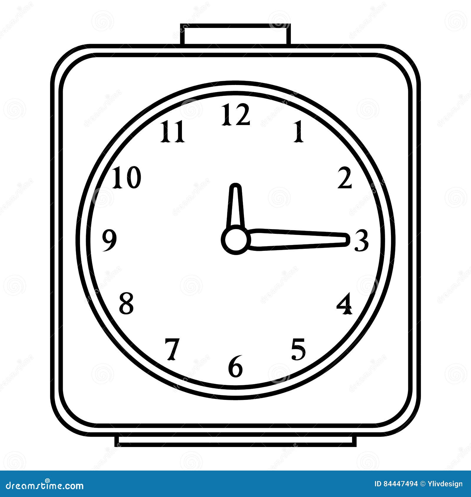 Square Alarm Clock Icon, Outline Style Stock Vector - Illustration of ...