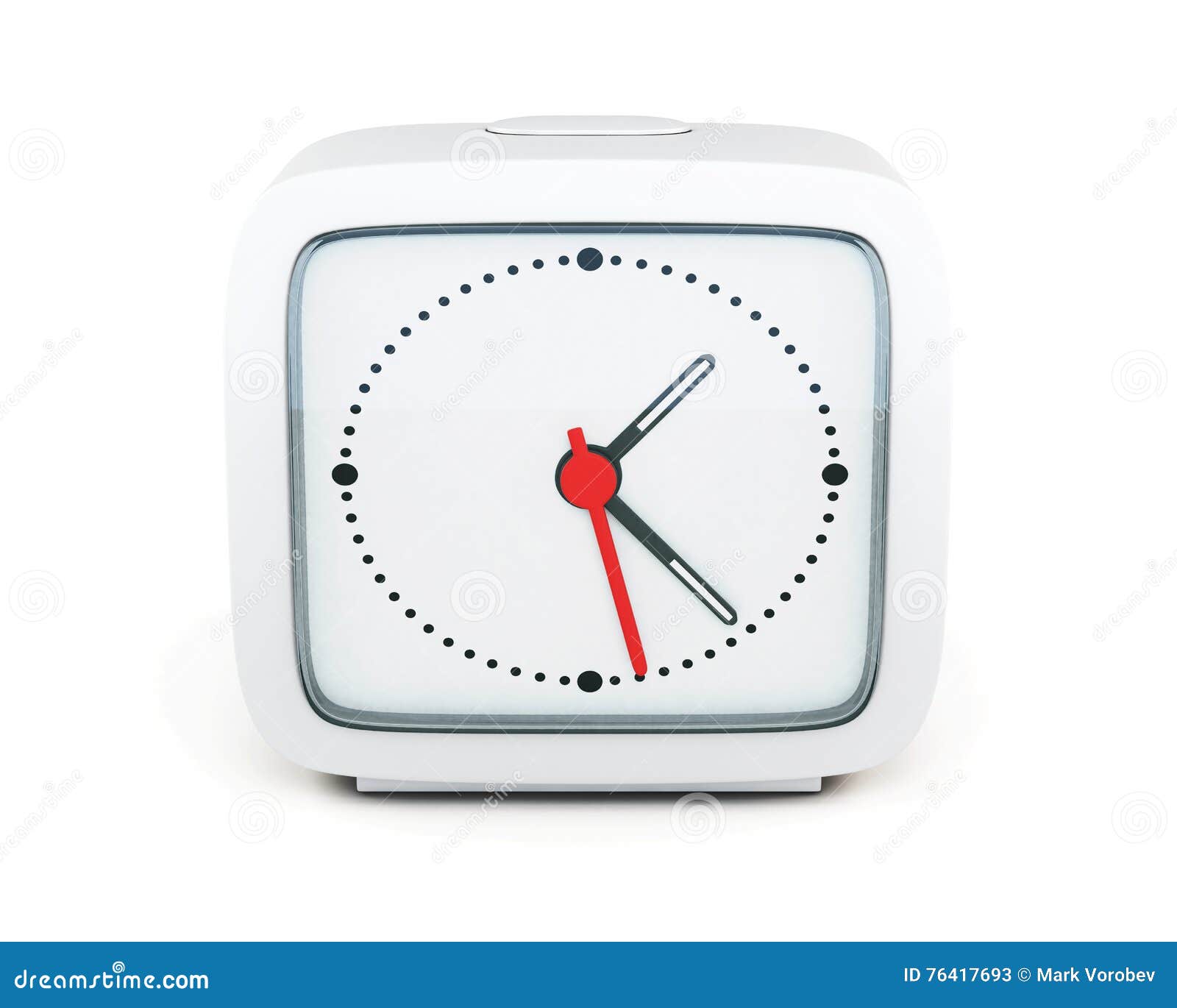 Square Alarm Clock Isolated on White Background. Front View Stock ...