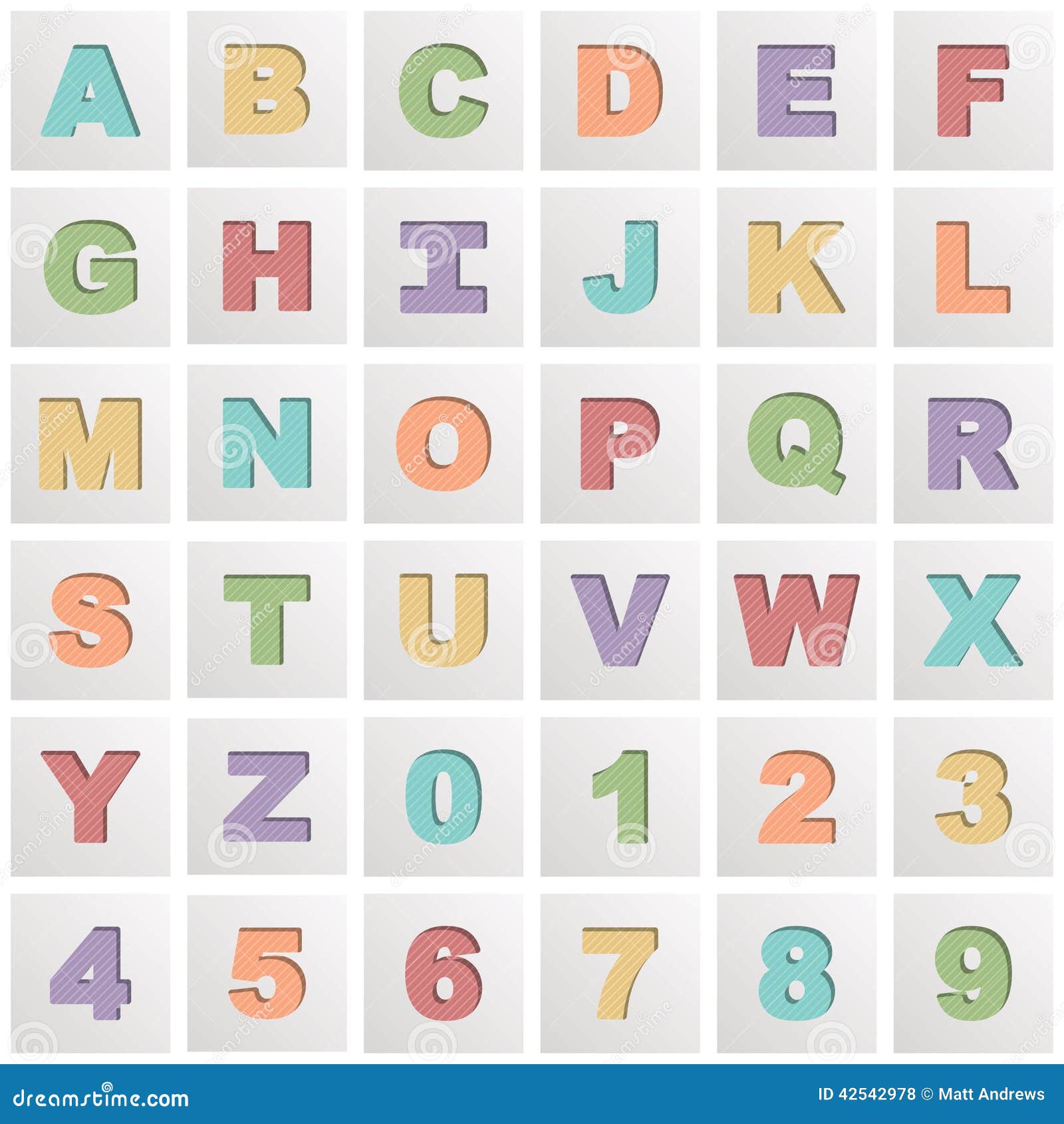 Square Alphabet Letters And Numbers Vector Illustration | CartoonDealer ...