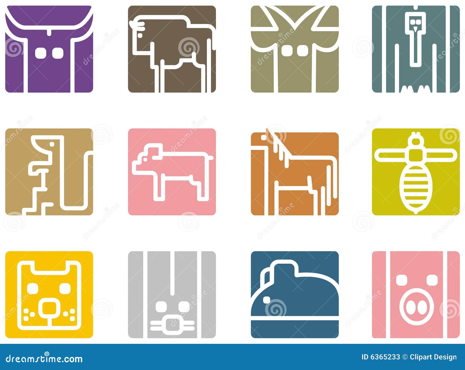 Square animal icons stock vector. Illustration of cute - 6365233