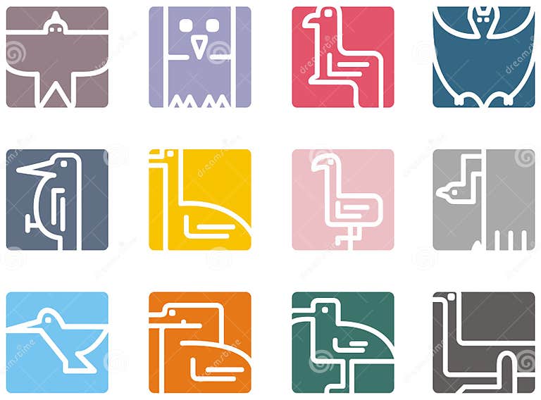 Square animal icons stock vector. Illustration of flamingo - 6365237
