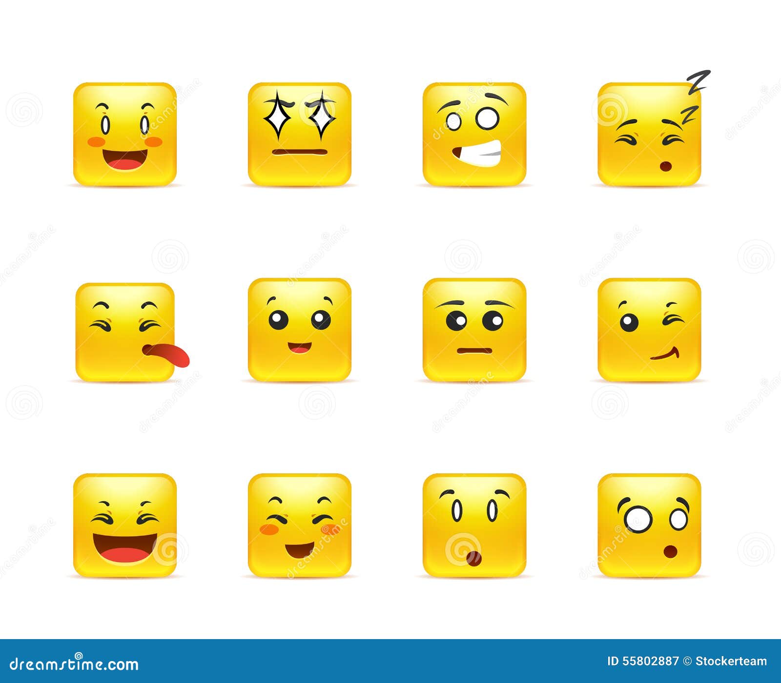 Square anime smiley stock illustration. Illustration of cartoon - 55802887