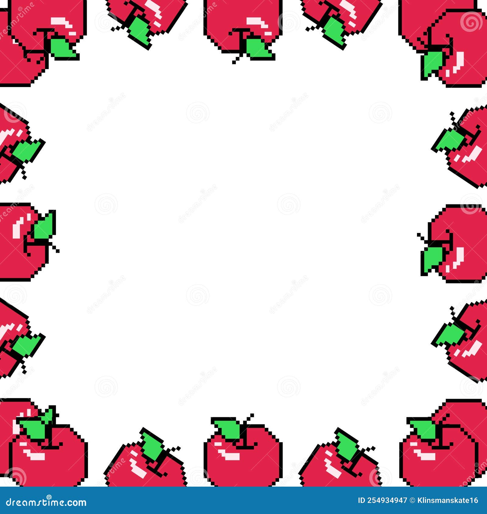 Square Apple Pixel Art Frame Design Stock Vector - Illustration of ...
